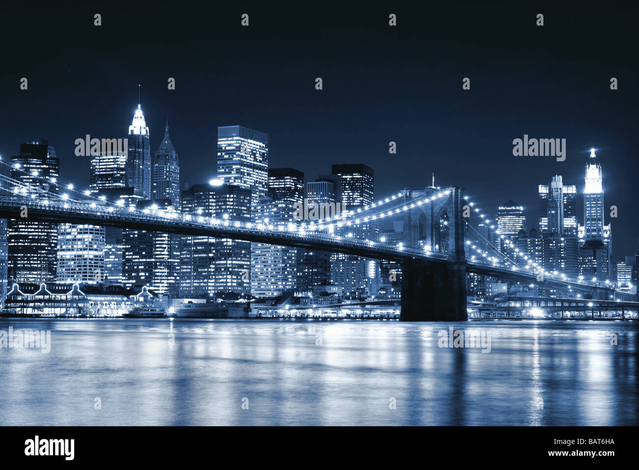 Landmark metropolis night ny reflection river scenery scenic seaport hi ...