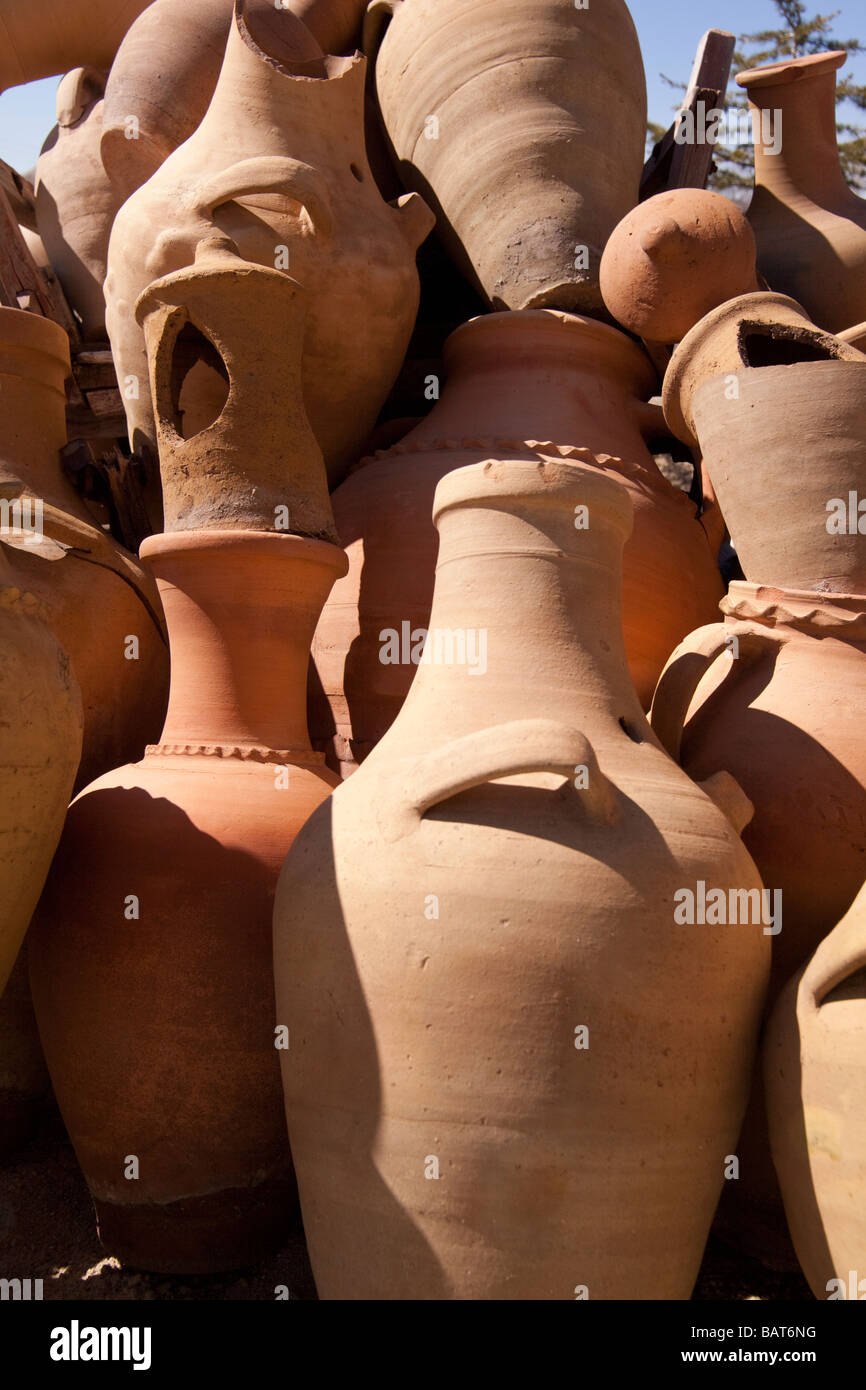 Ancient clay pots piled up in Cappadocia Turkey Stock Photo - Alamy