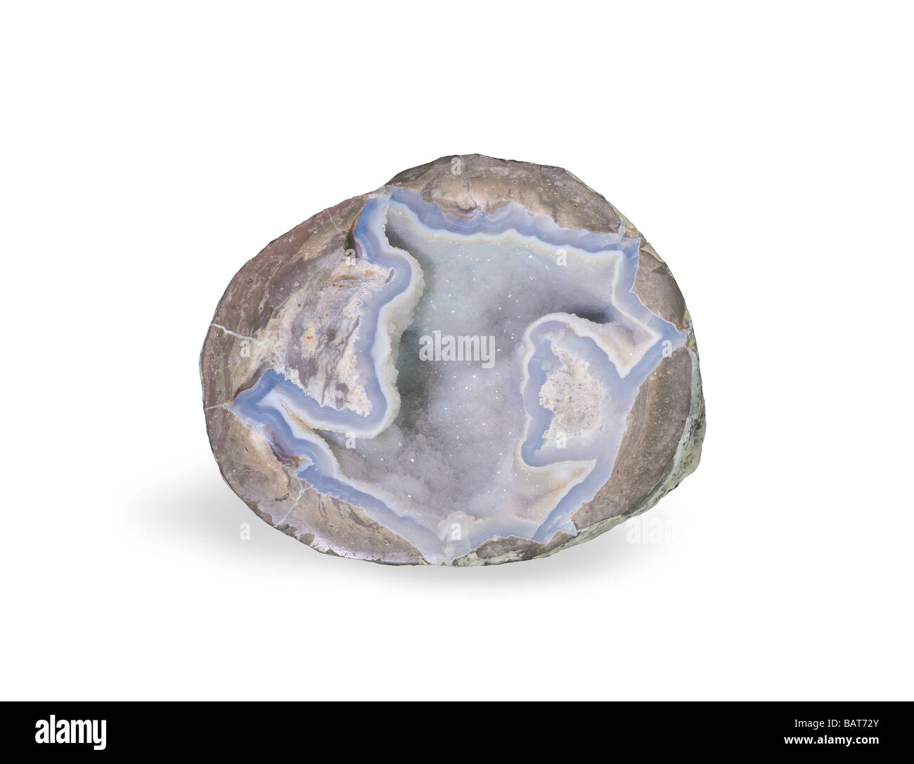 Agate geode, blue, large, on white background Stock Photo - Alamy