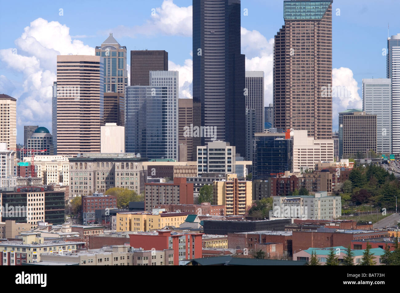 Seattle Washington city skyline taken from the south side on a ...