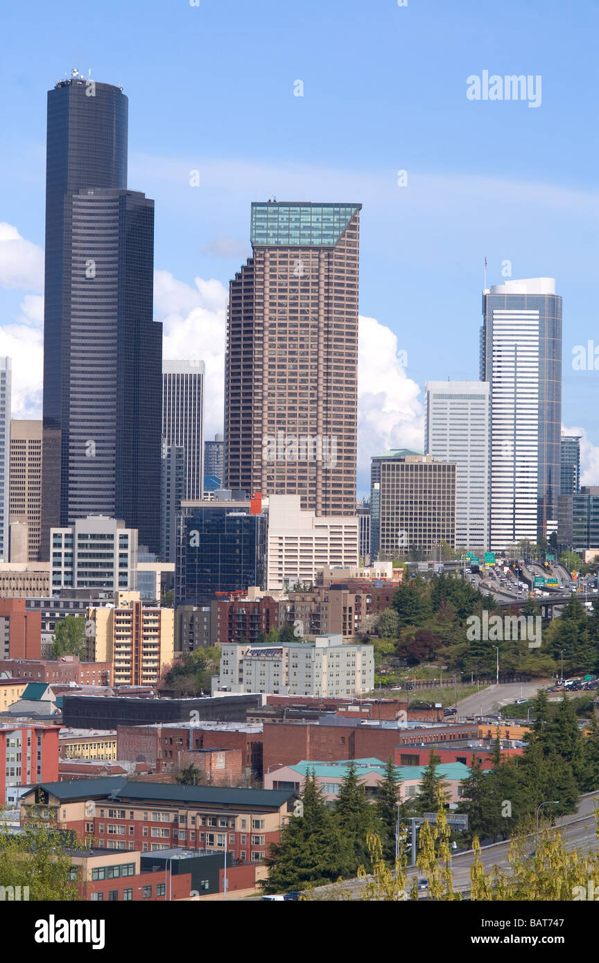 Seattle Washington city skyline taken from the south side on a ...