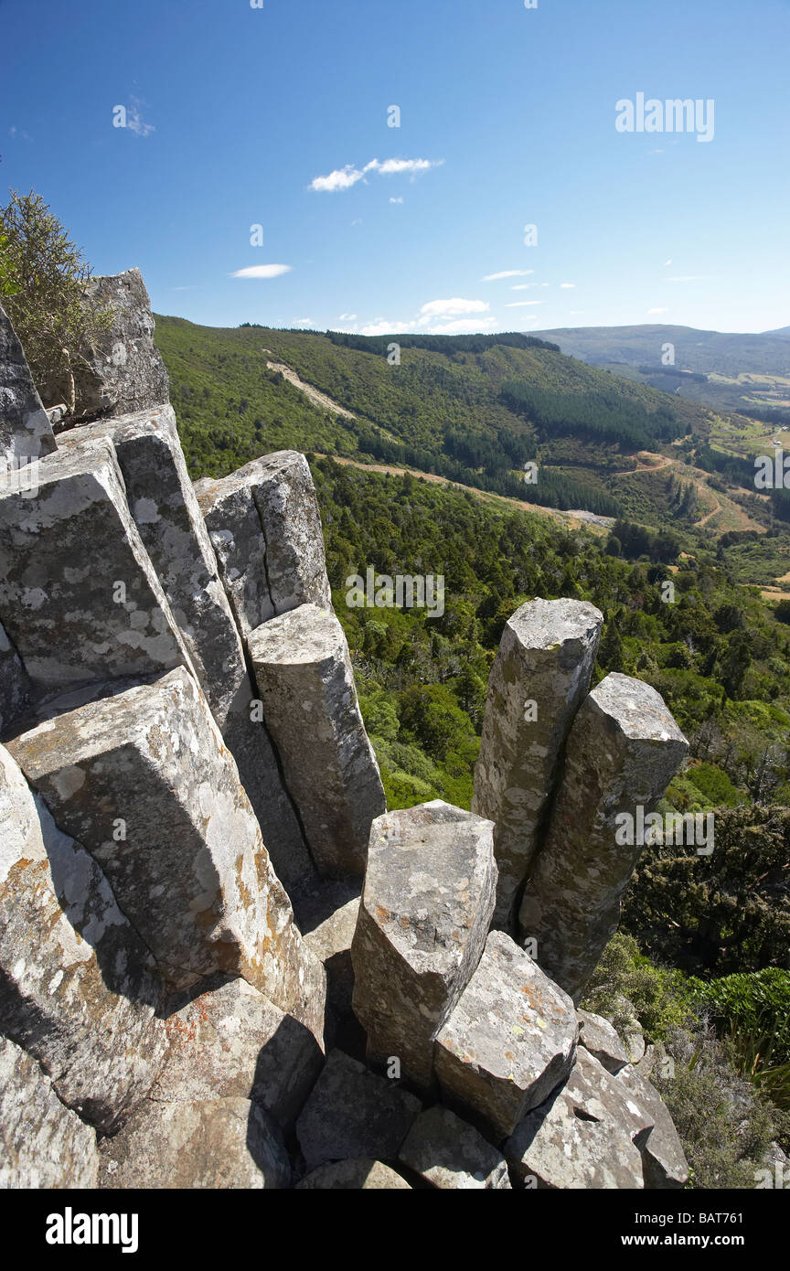 The Organ Pipes volcanic basalt rock columns Mt Cargill Dunedin Otago ...