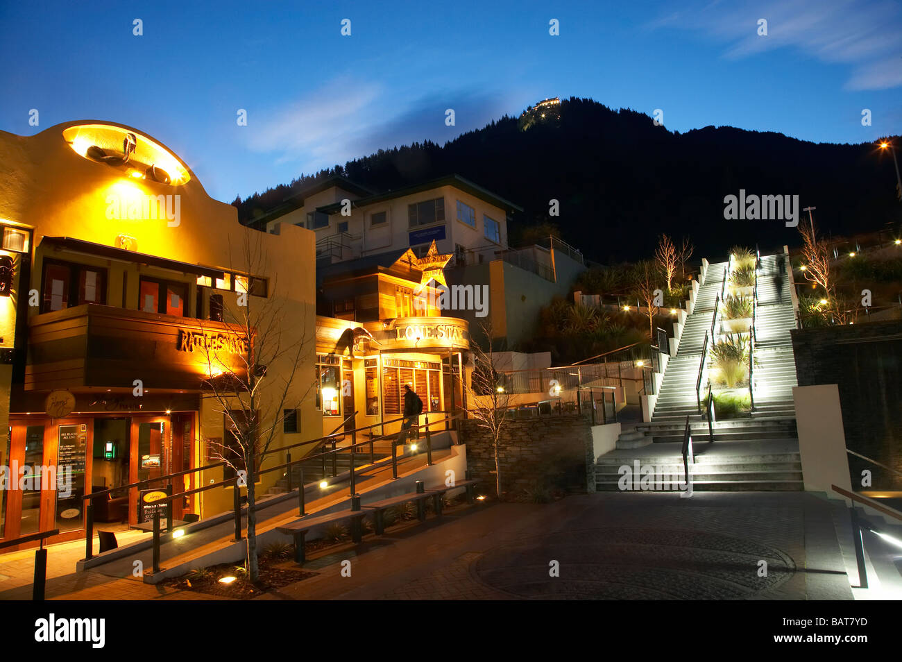 Bars at Night Brecon Street Queenstown South Island New Zealand Stock ...