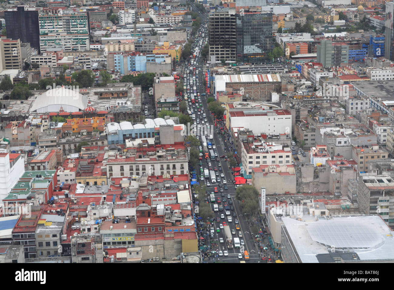 Overhead or aerial view of traffic Mexico City Stock Photo - Alamy