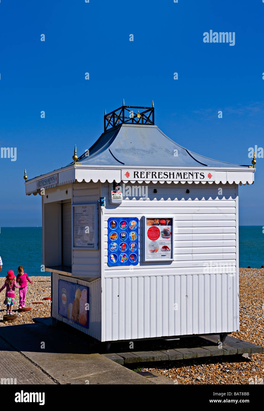Refreshment Hut on Eastbourne Beach, East Sussex, England Stock Photo ...