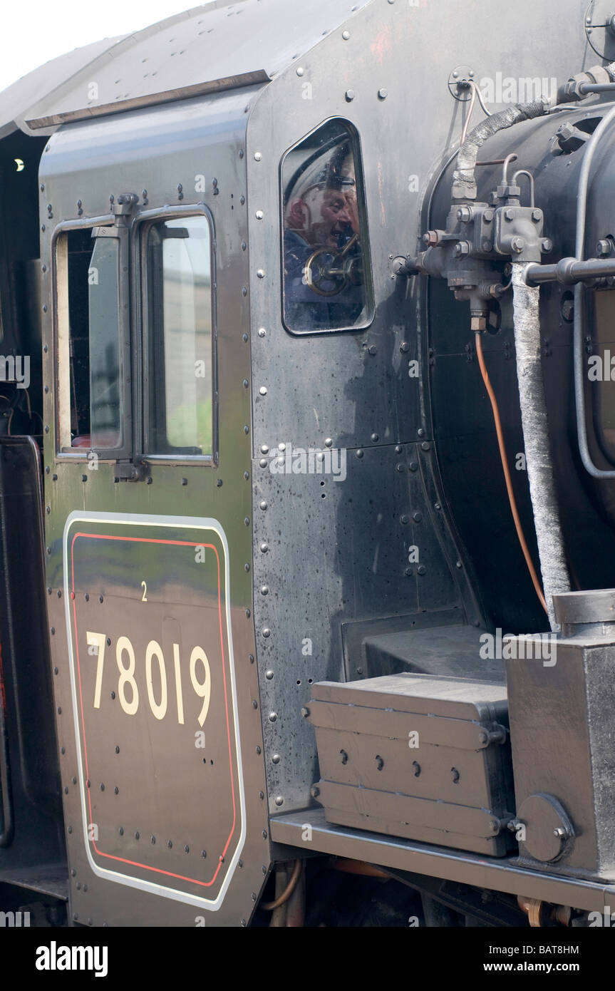 Cab of Steam Locomotive Train on the Great Central Railway arriving at ...
