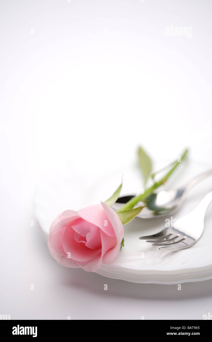Rose on table setting Stock Photo - Alamy