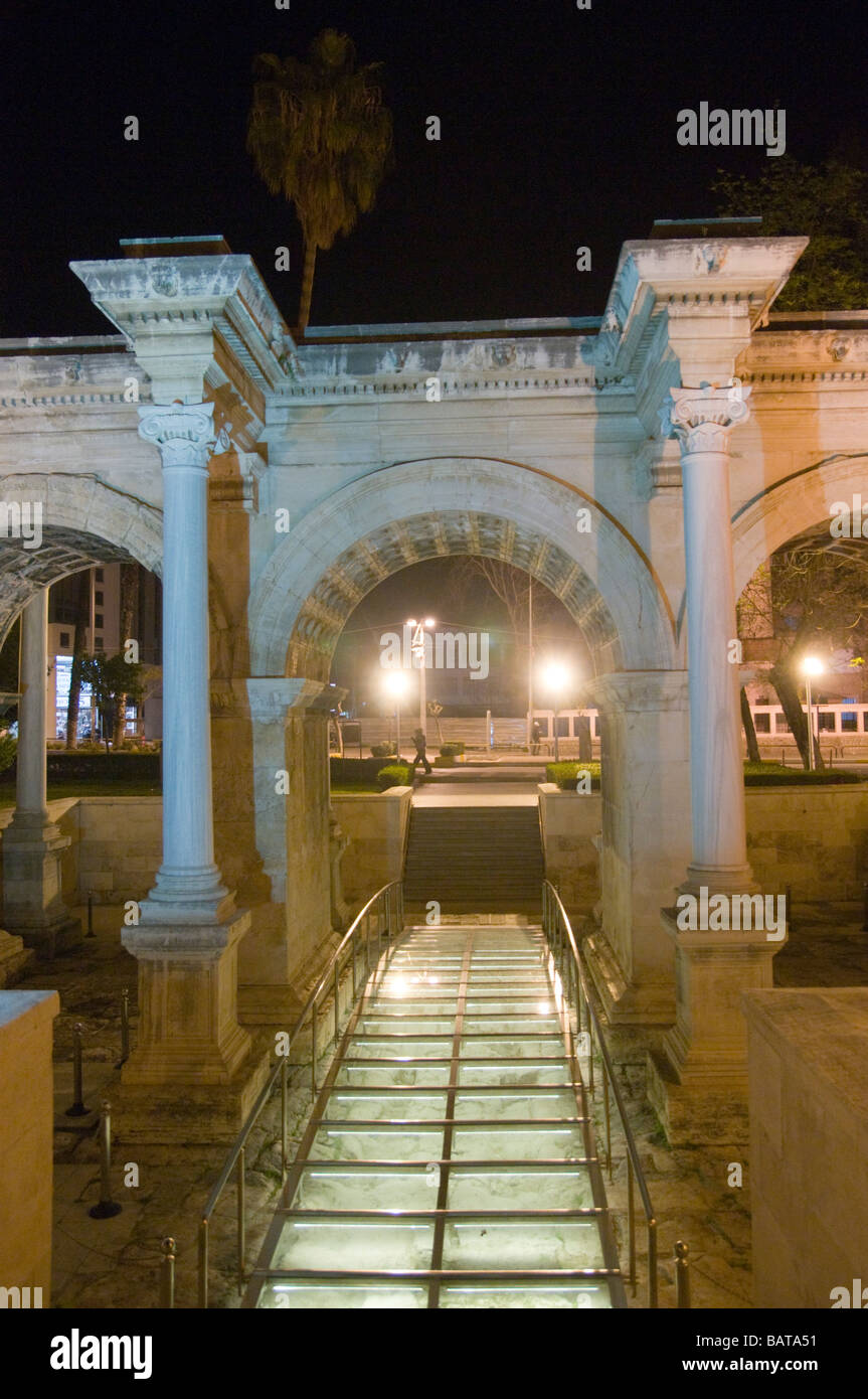 Turkey Antalya Hadrian s Gate at night Stock Photo - Alamy