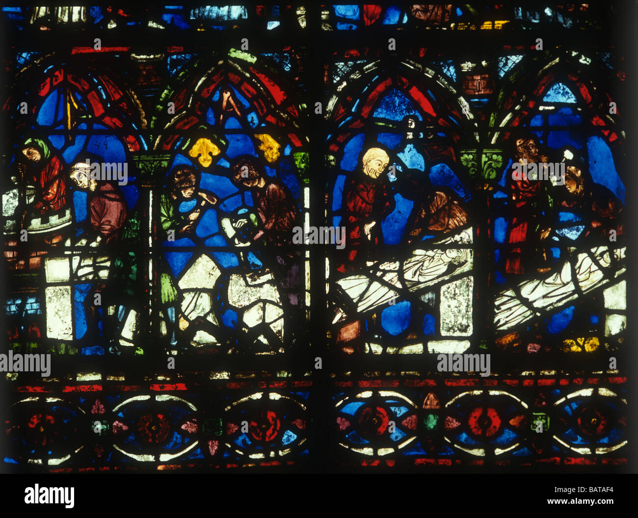 Chartres cathedral window 42 stone masons stonecutters sculptors 13th ...