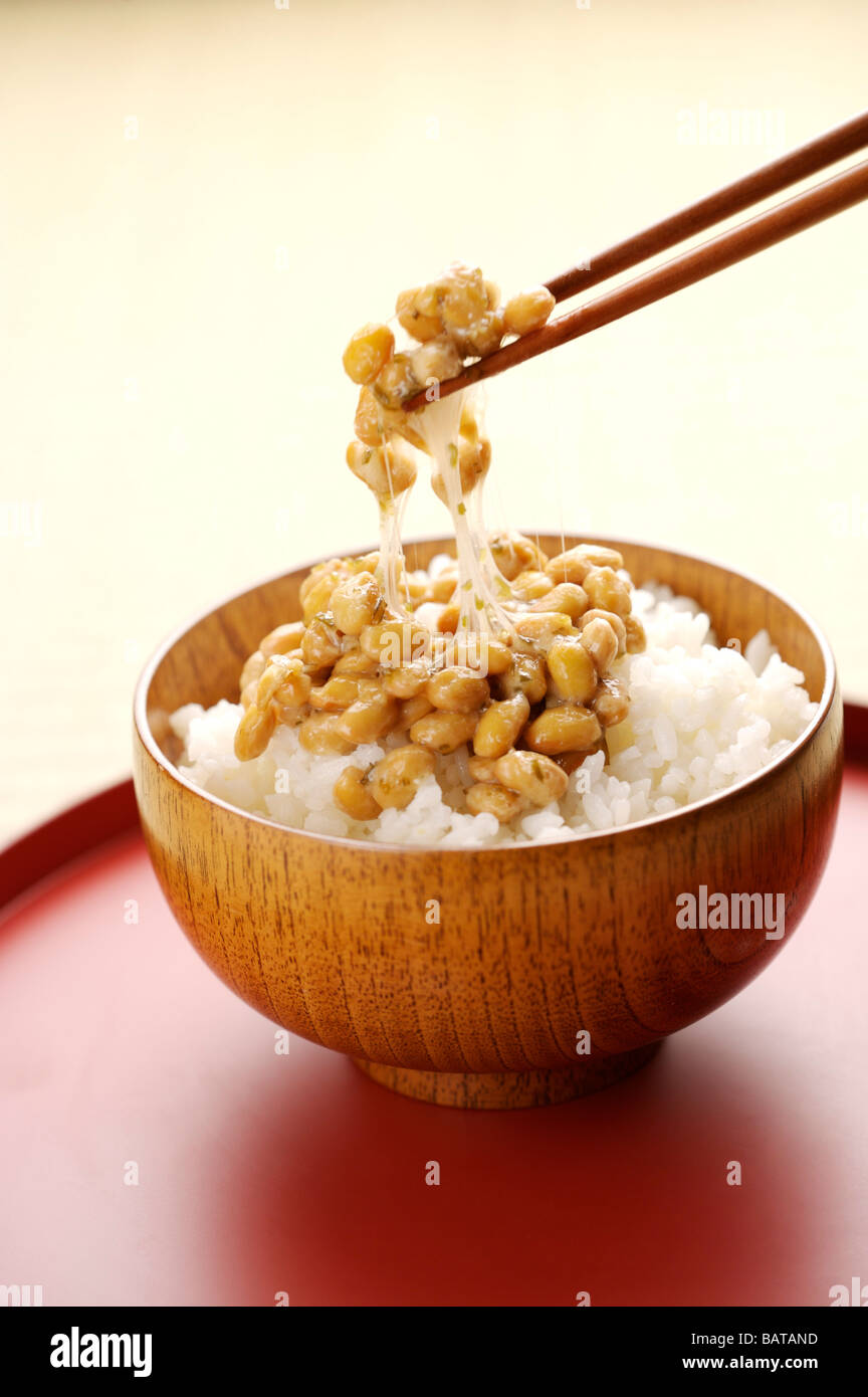 Chopsticks picking natto Stock Photo - Alamy