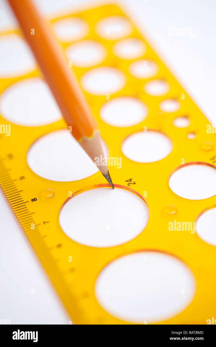 Pencil and ruler close up Stock Photo - Alamy