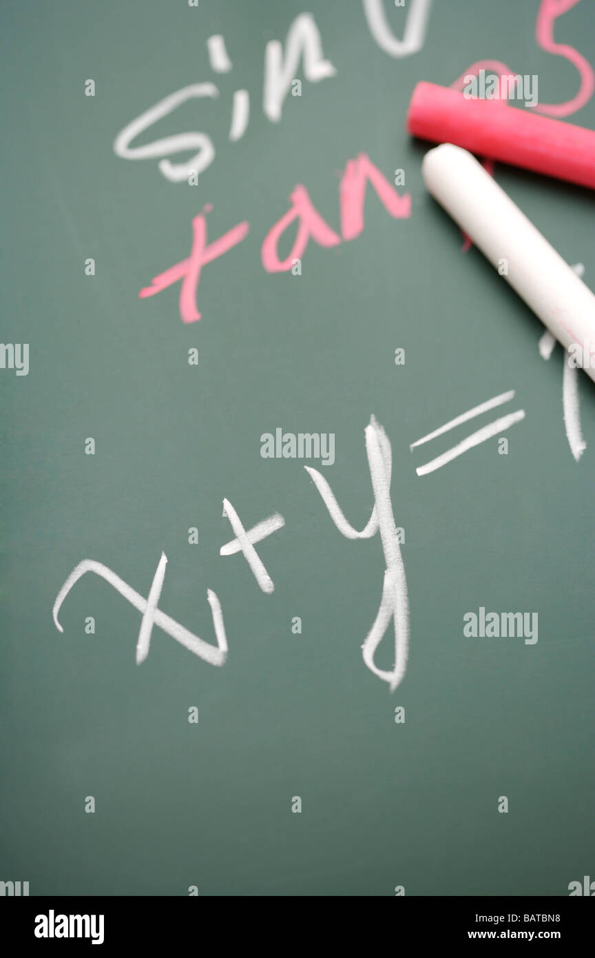 Mathematics problem on blackboard Stock Photo - Alamy