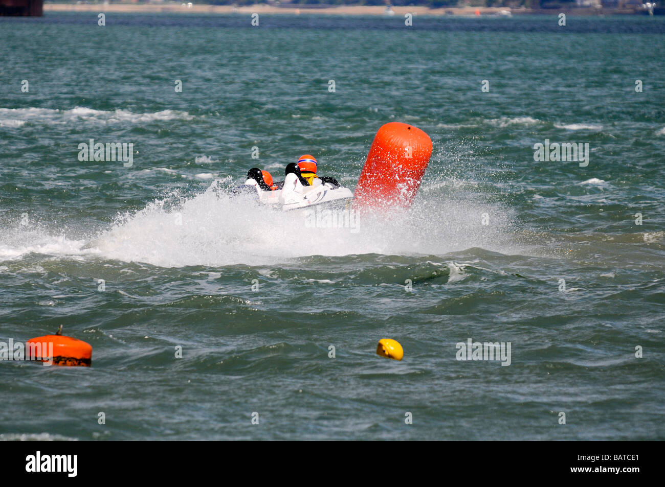 Fletcher speed boats racing off Calshot Spit Hampshire Stock Photo - Alamy