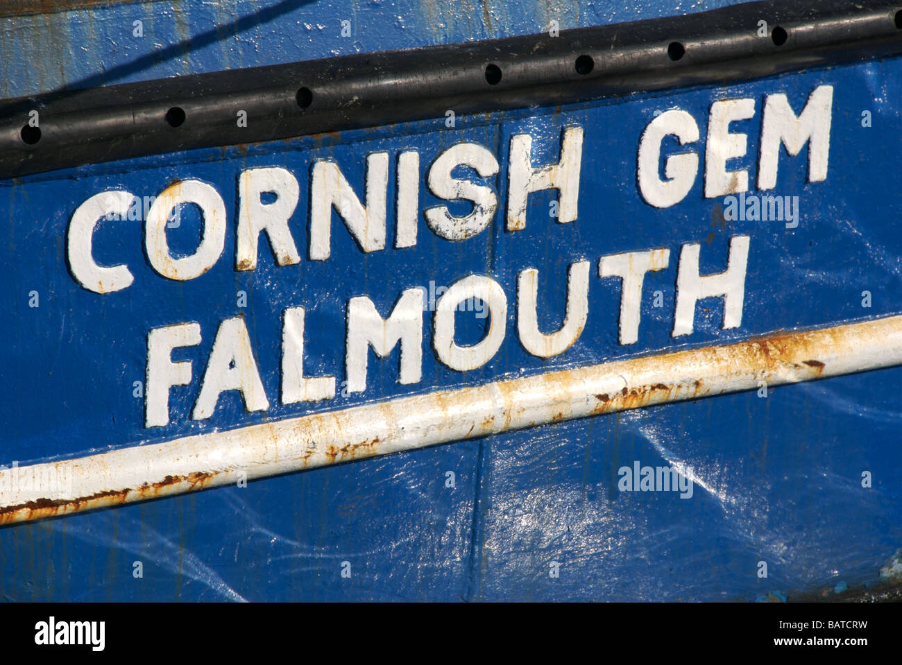 Cornish Gem name on Falmouth fishing boat, Barbican, Sutton Harbour ...