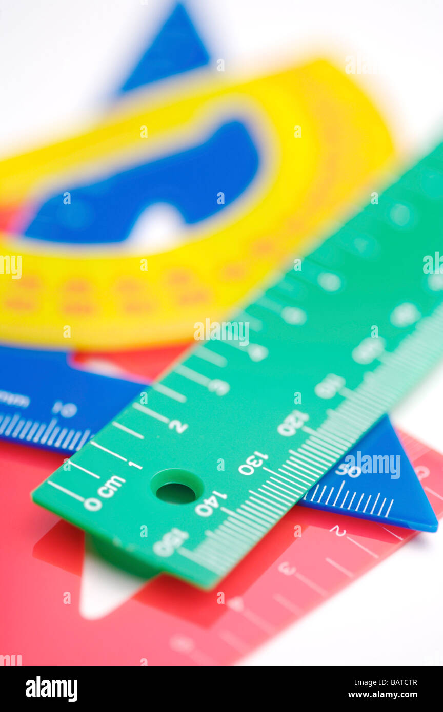 Ruler protractor and triangle Stock Photo - Alamy