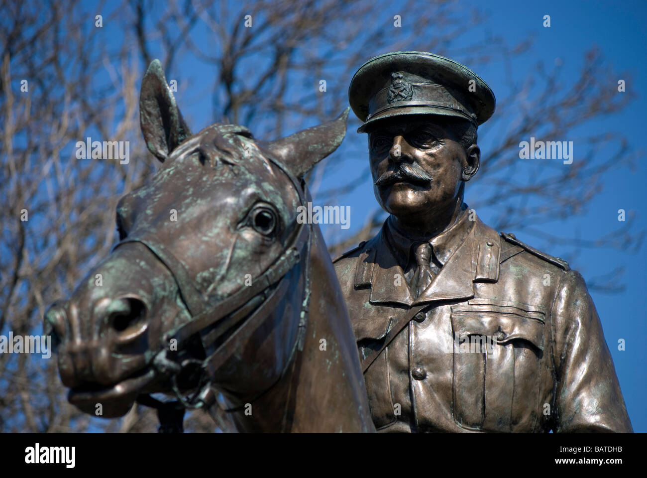 The Statue of Earl Haig on Edinburgh Castle Esplanade. Douglas Haig was ...