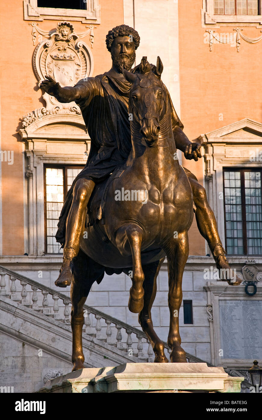 Bronze equestrian statue of Emperor Marcus Aurelius in the Square in ...