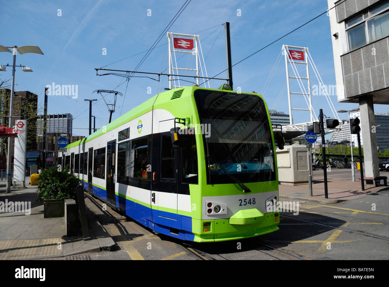 Tram outside railway station Croydon Surrey England Stock Photo - Alamy