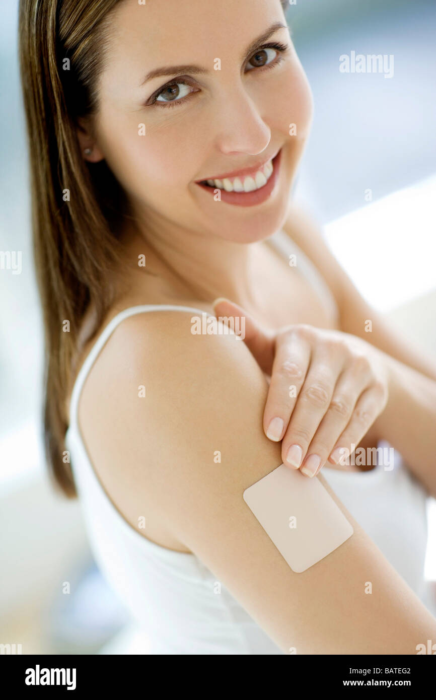 Woman with transdermal patch hi-res stock photography and images - Alamy