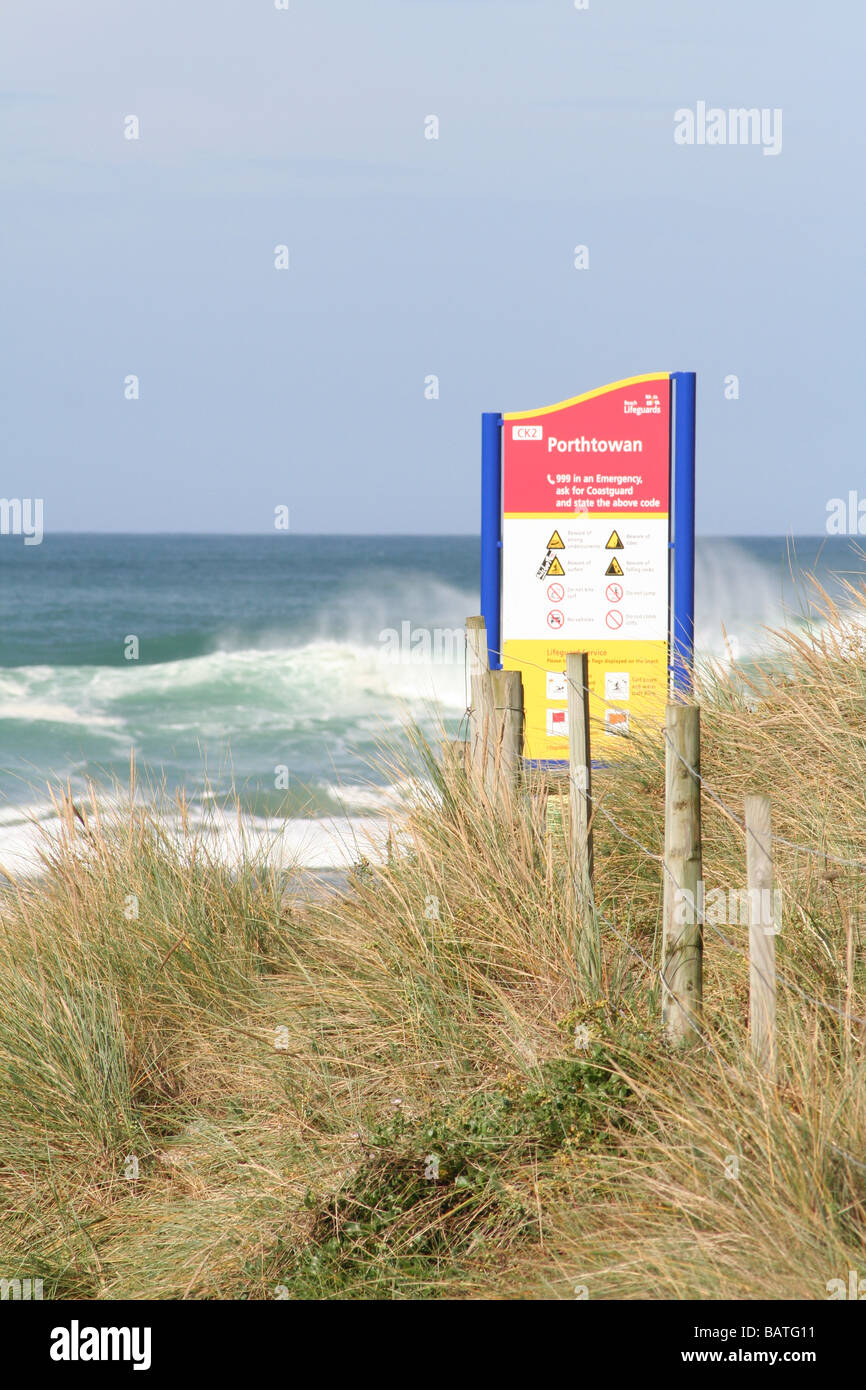 Porthtown RNLI beach sign Stock Photo - Alamy