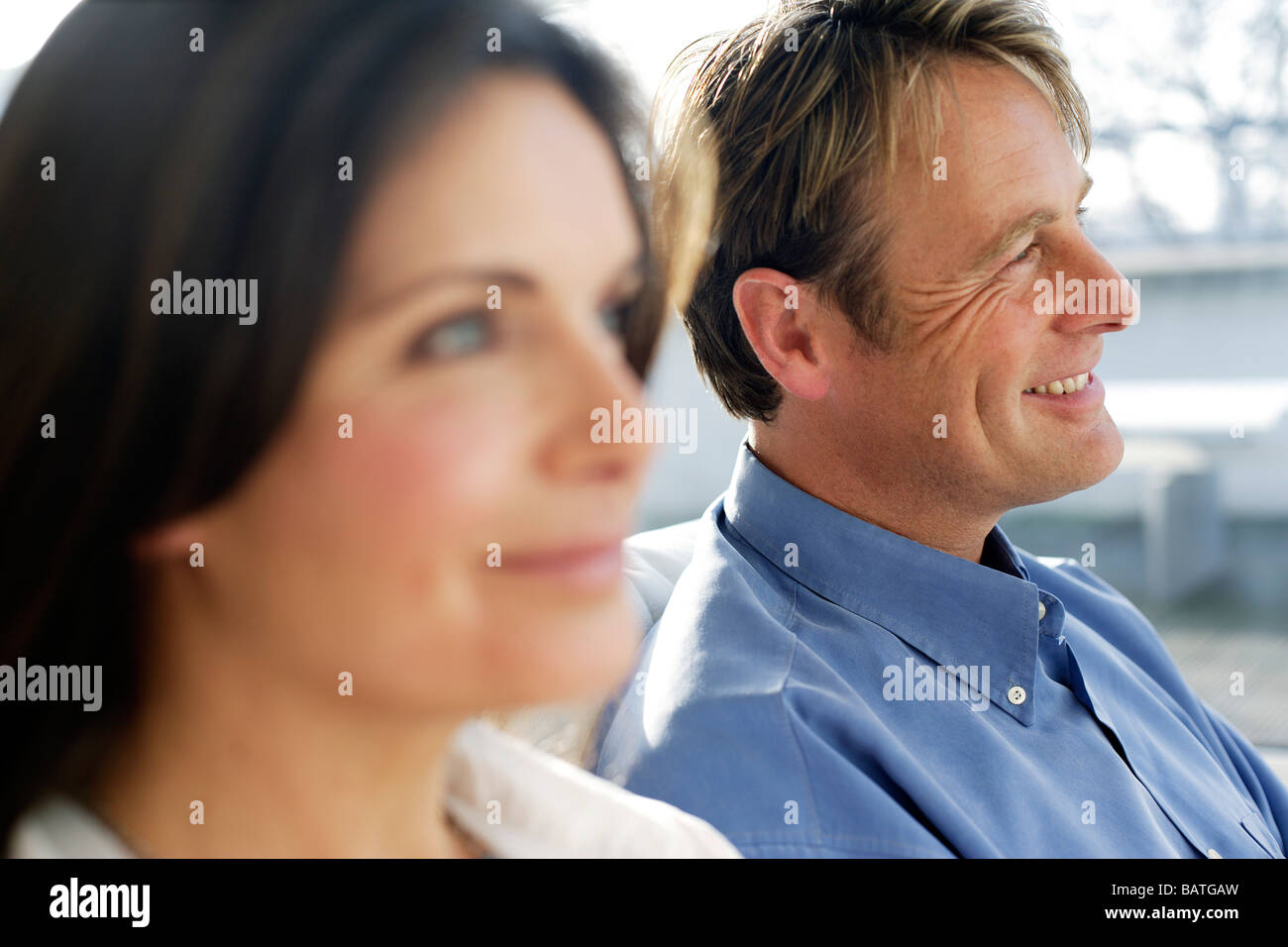 Side view happy smiling lovers hi-res stock photography and images - Alamy