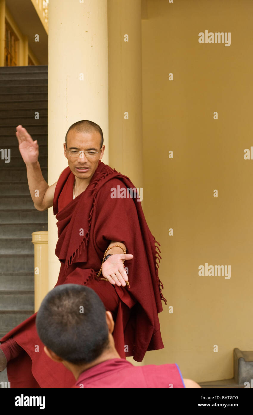 Tibetan Buddhist Monks debate at the Tsuglagkhang temple at Mcleod Ganj ...
