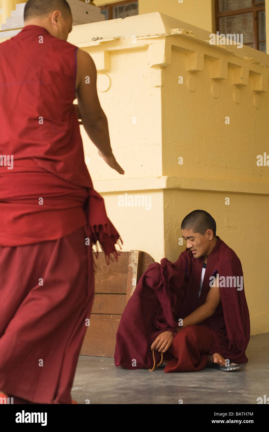Tibetan Buddhist Monks debate at the Tsuglagkhang temple at Mcleod Ganj ...