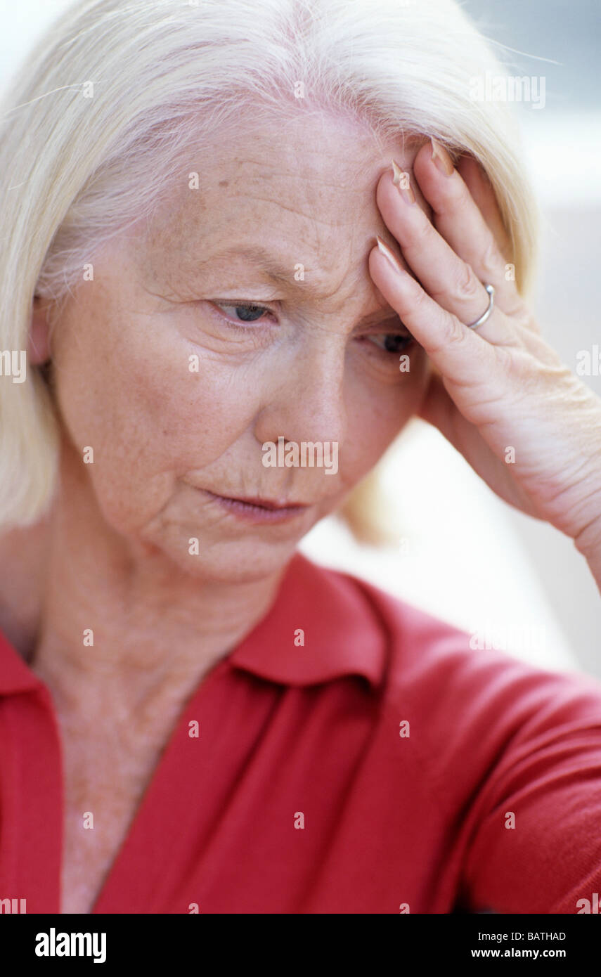 Depressed woman.63 year old woman looking unhappy Stock Photo - Alamy