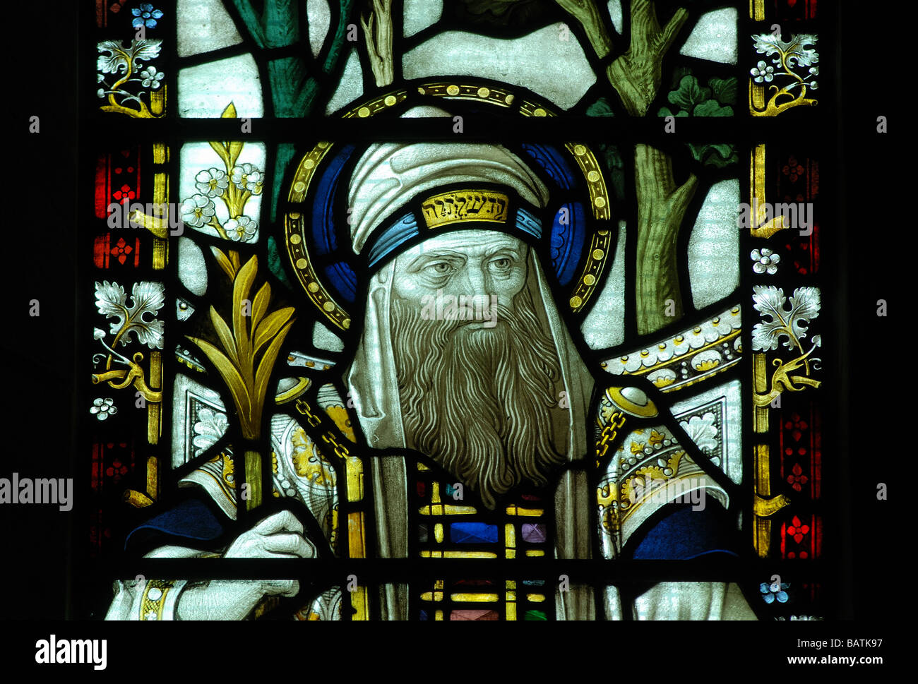 Aaron stained glass, St.Mary`s Church, Cubbington, Warwickshire ...
