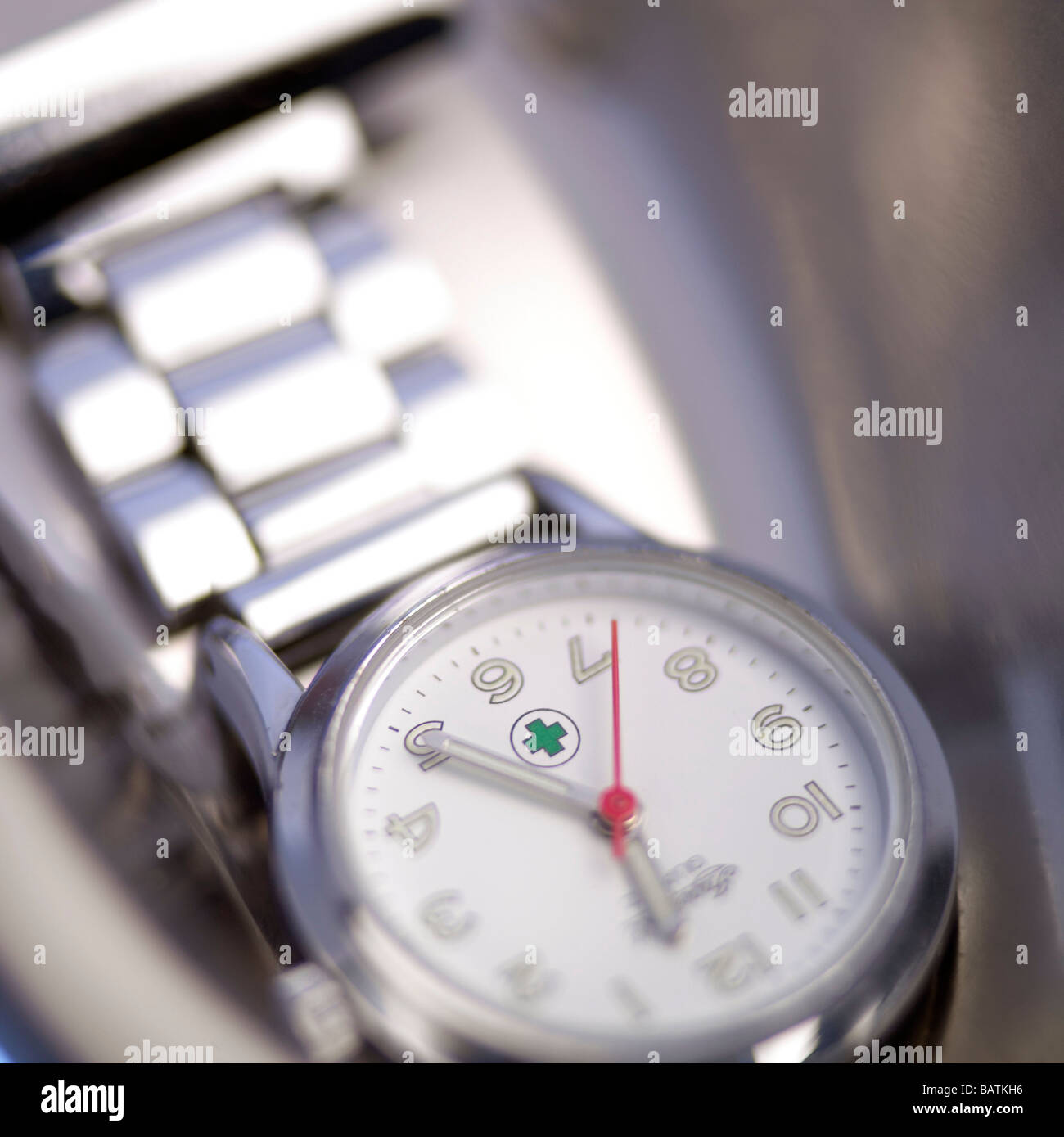 Medical watch. This timing device is used by medical workers, as ...