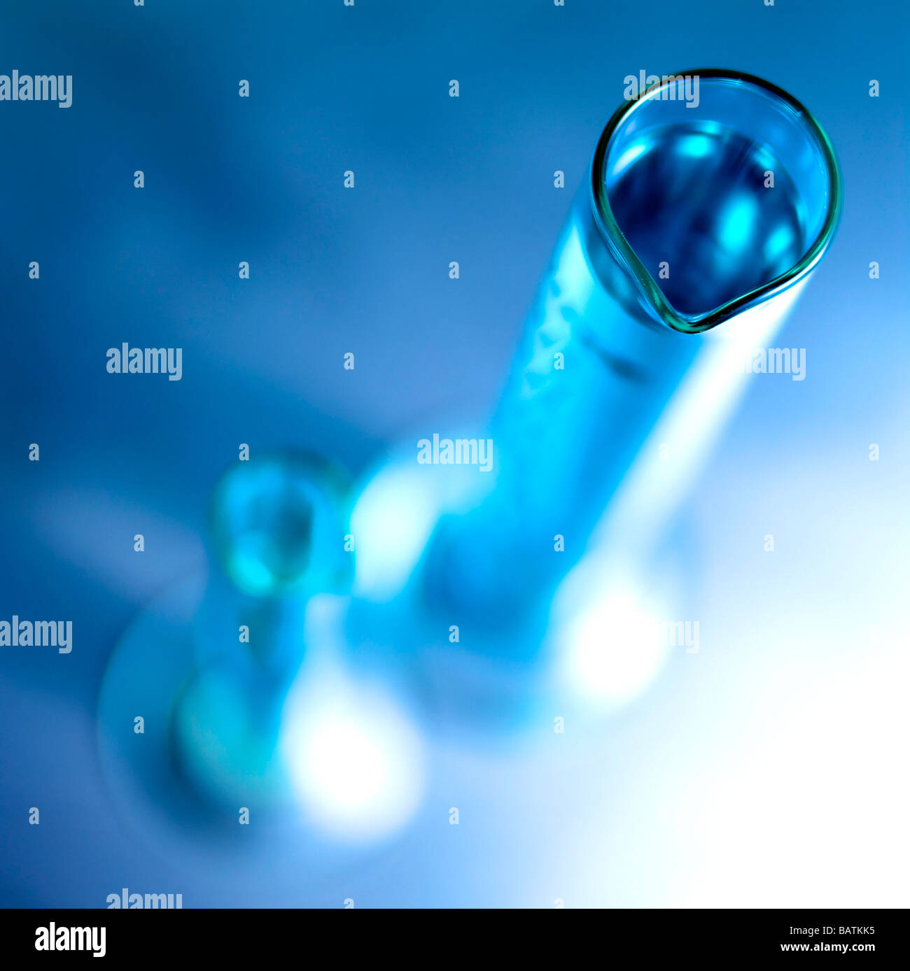 Laboratory equipment. Two measuring cylinders seen from above Stock ...