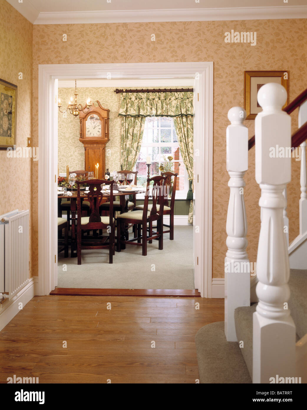 traditional english home hallway and formal dinning room Stock Photo ...