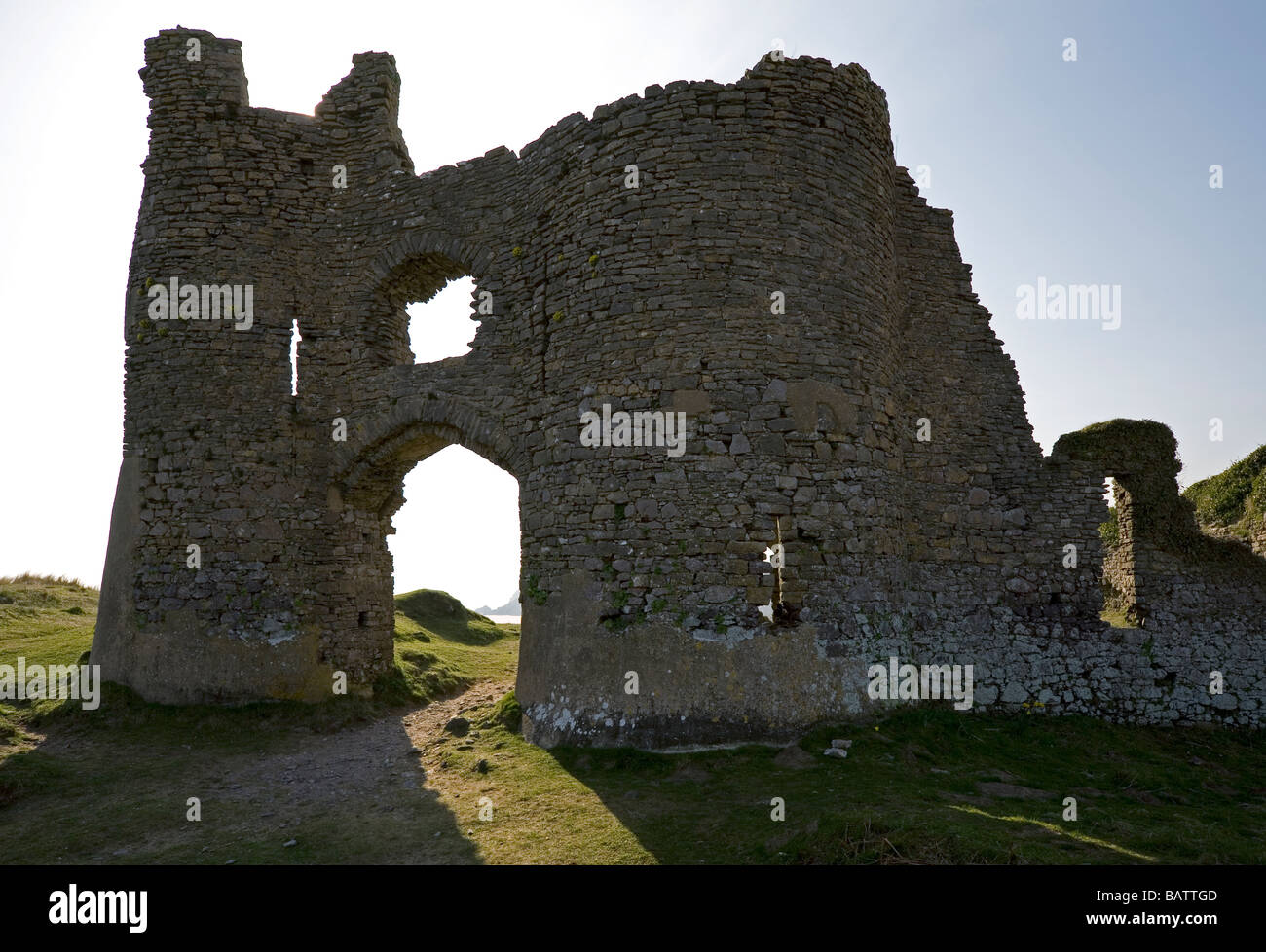 Pennard Castle Three Cliffs bay Gower Stock Photo - Alamy