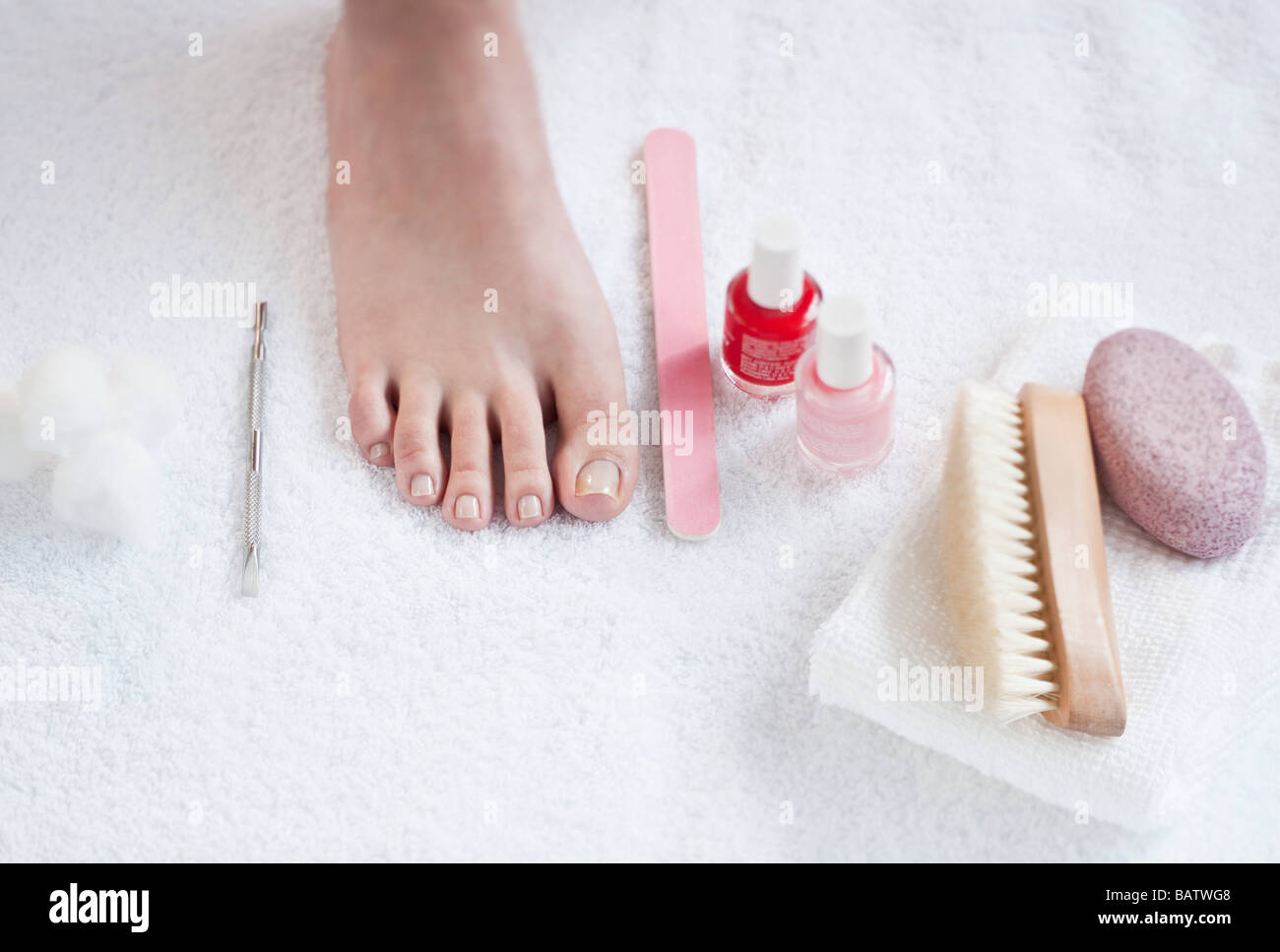 Close-up of woman's foot having pedicure Stock Photo - Alamy