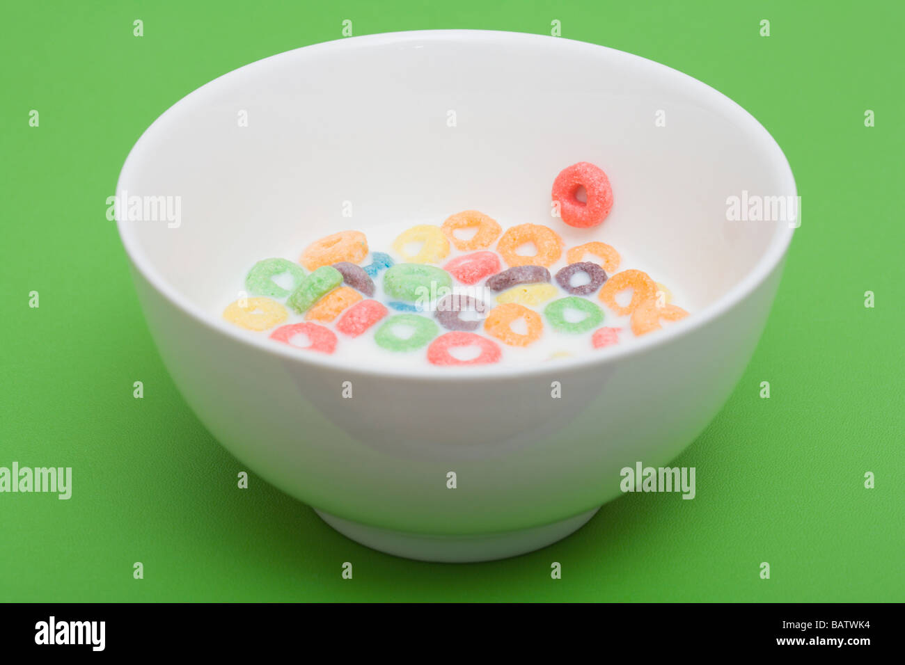 Bowl of colorful cereal rings Stock Photo - Alamy