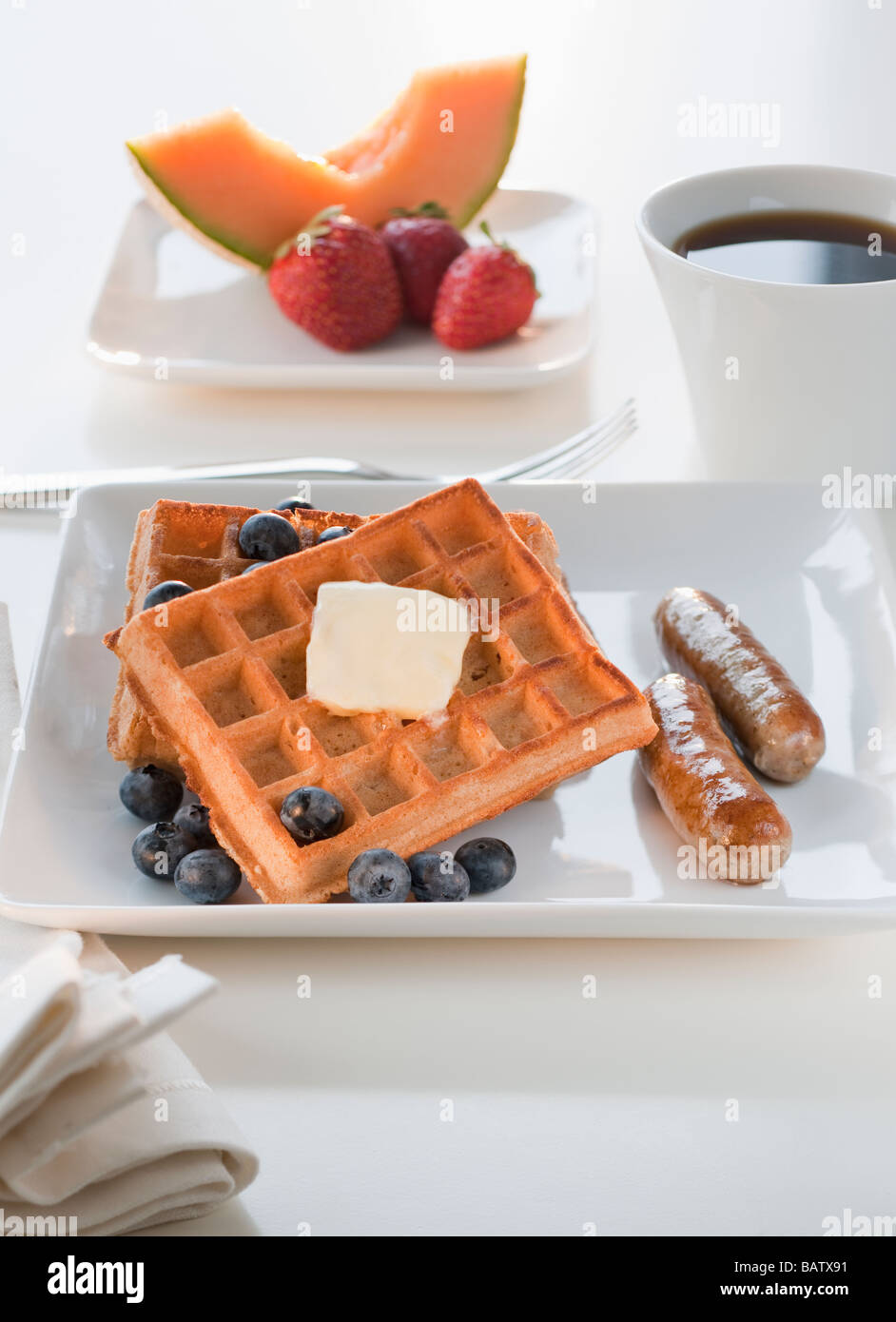 Waffle and sausage hi-res stock photography and images - Alamy