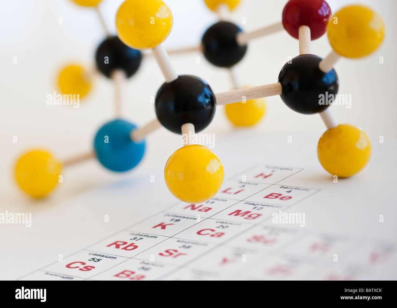 Molecule model on Periodic table Stock Photo - Alamy