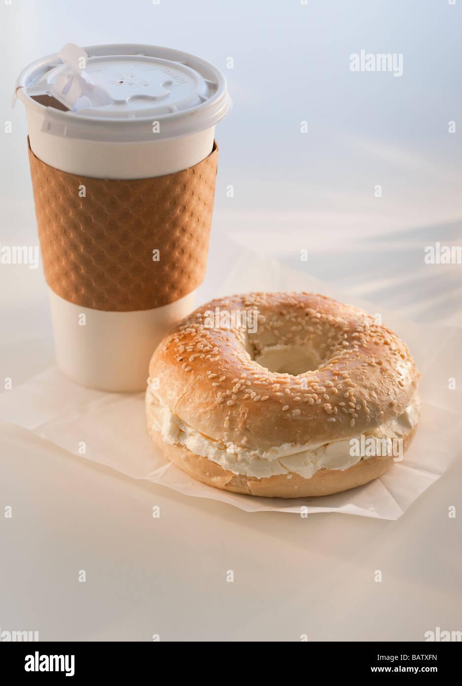 Bagel with coffee Stock Photo - Alamy
