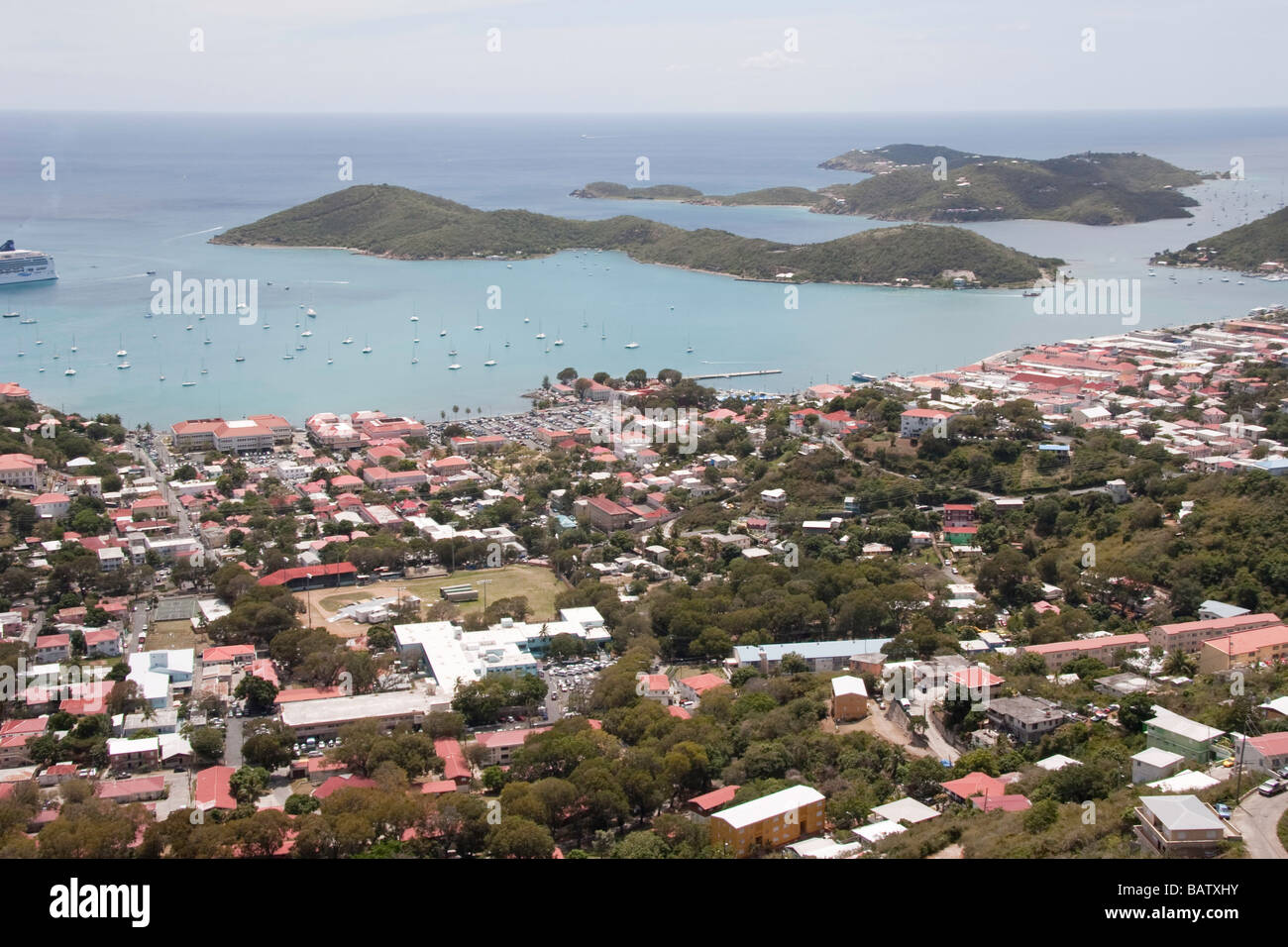 Charlotte Amalie Harbor and the outlying Islands Stock Photo - Alamy