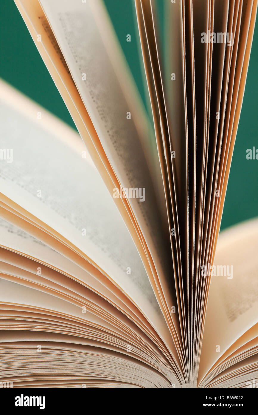 Close-up of open book, studio shot Stock Photo - Alamy