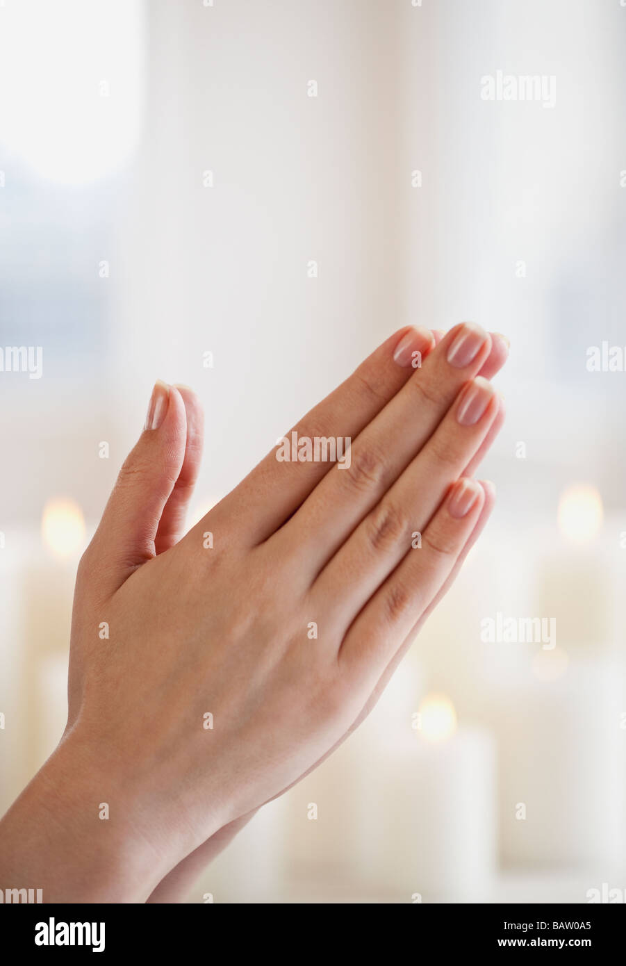 Woman praying, close-up of hands Stock Photo - Alamy