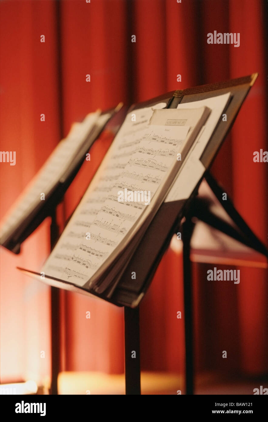 Sheet music on stand Stock Photo - Alamy