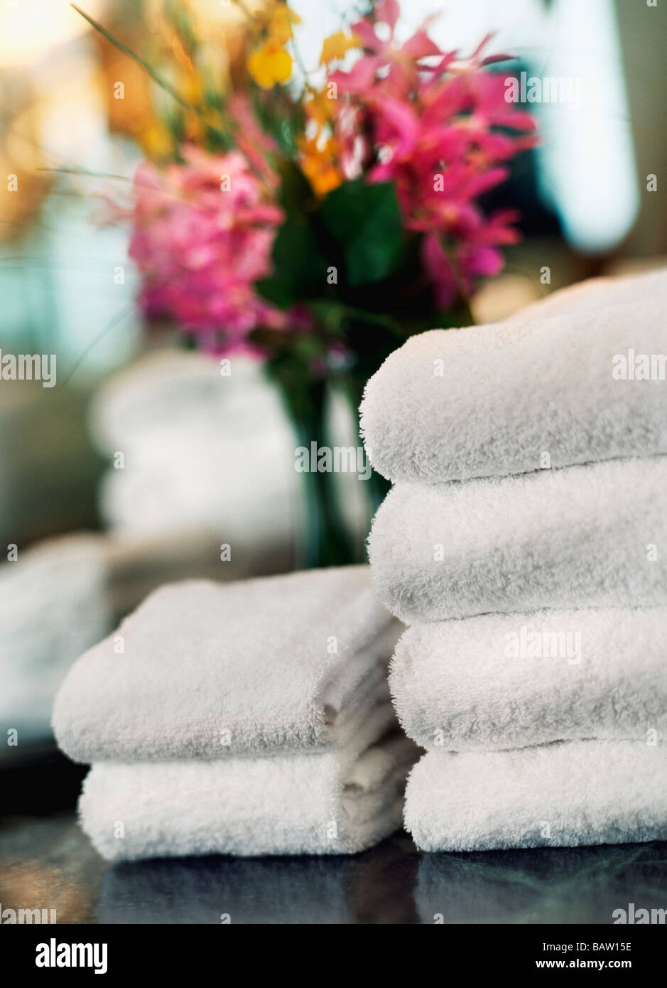 Stacks of towels Stock Photo - Alamy