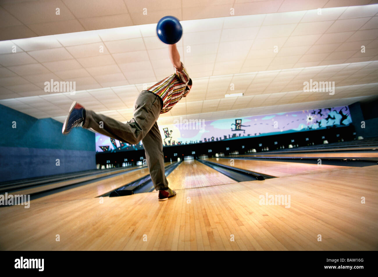 Man bowling, rear view Stock Photo - Alamy