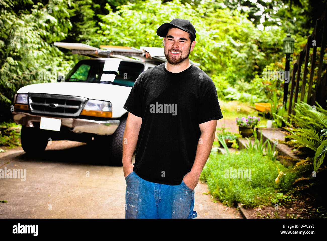 Construction worker standing outdoors Stock Photo - Alamy