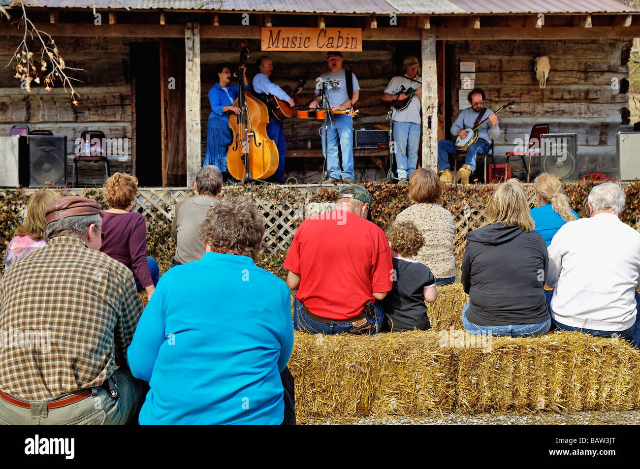 Blugrass Band Performing on Cabin Porch at Sugarbush Farm in Washington ...