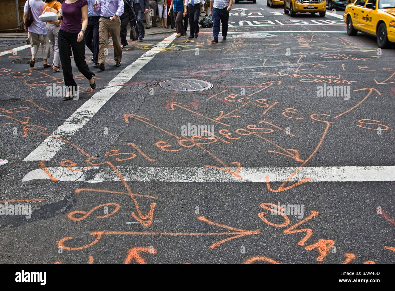 road work signage on the New York street Stock Photo - Alamy