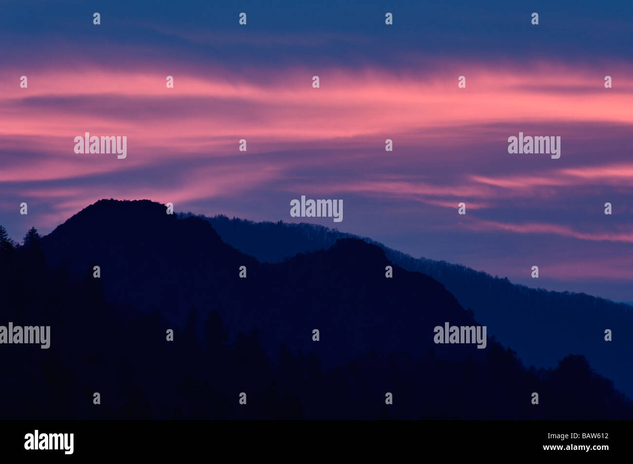 Sunset over Chimney Tops from Morton s Overlook in the Great Smoky ...
