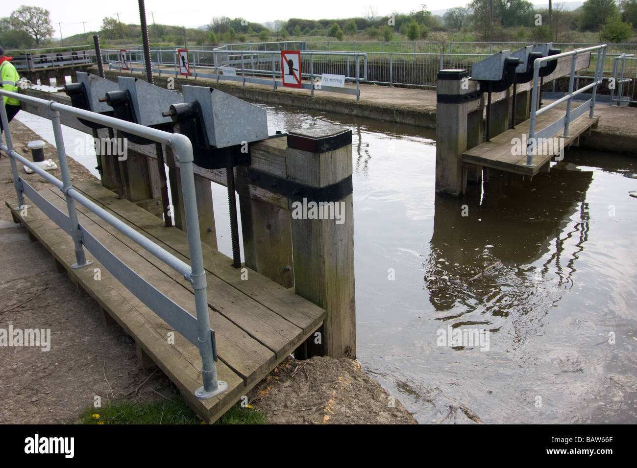 wooden wood lock gates open opening river path porters lock river ...
