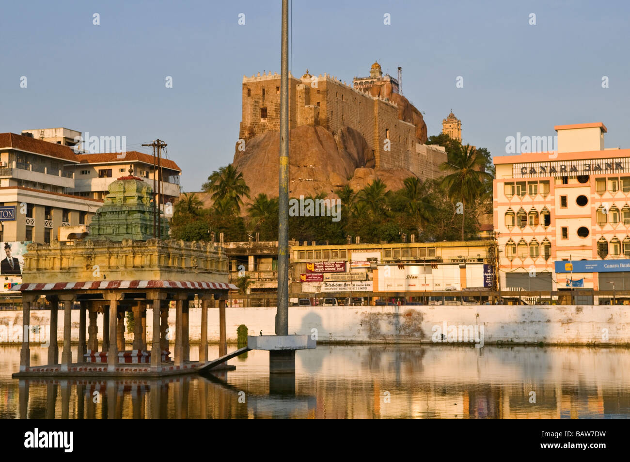 Rock Fort Temple and Teppakulam Tank Trichy Tamil Nadu India Stock ...